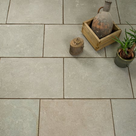 Mandalay Blue Riven Limestone Paving Slabs | StoneSuperstore