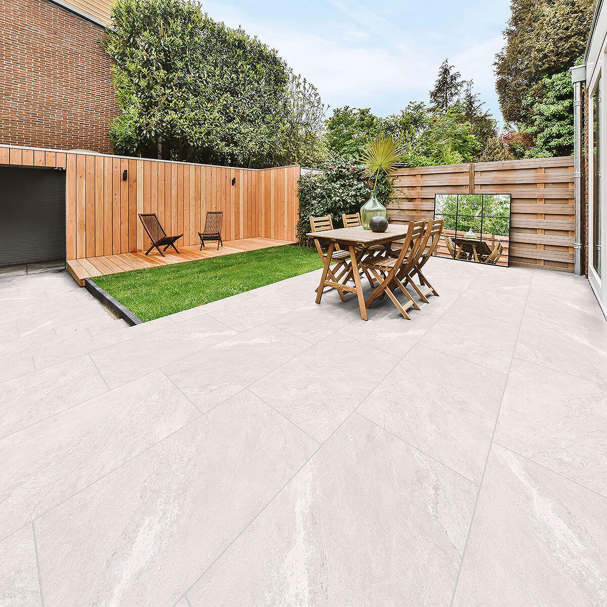 Landstone White 90x60cm Porcelain Paving | StoneSuperstore