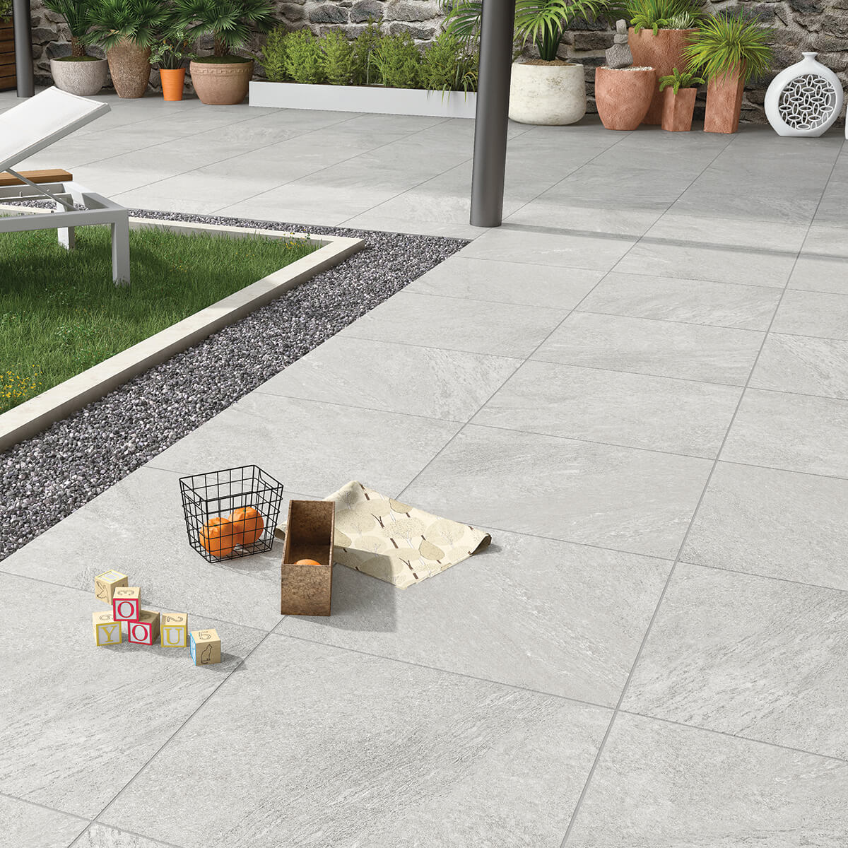 Luxor Silver Outdoor Porcelain Paving Slabs 60x60cm | StoneSuperstore