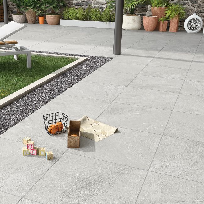 Luxor Silver Outdoor Porcelain Paving Slabs 60x60cm | StoneSuperstore