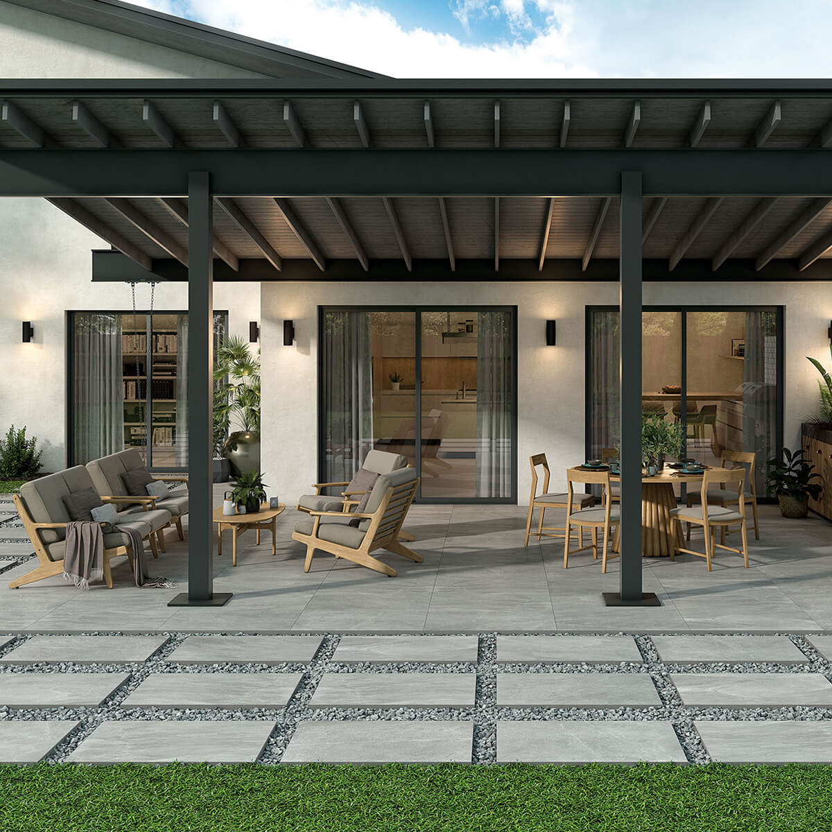 Rock Slate Grigio 90 x 60 cm Porcelain Paving Slabs | StoneSuperstore