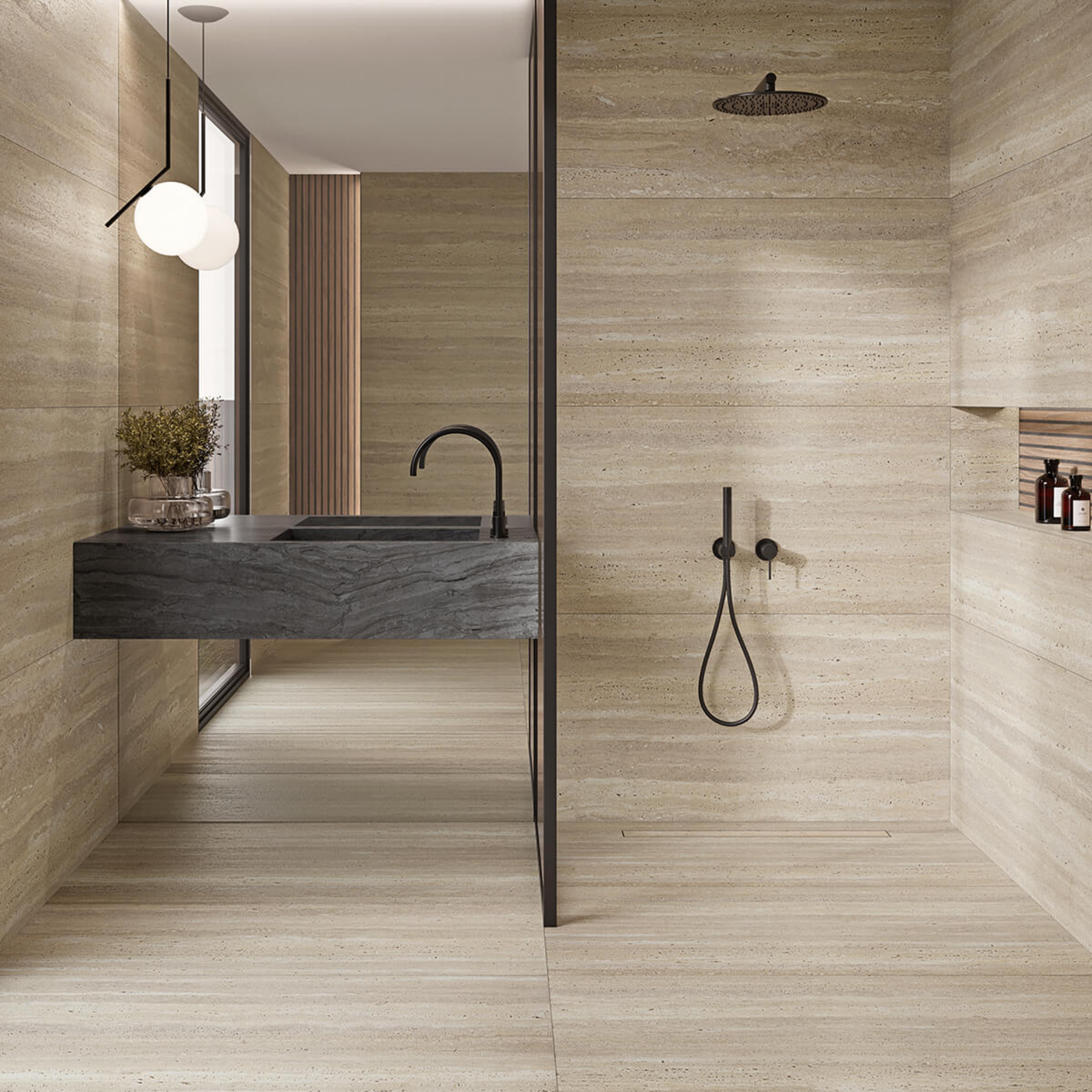Veincut Travertino Porcelain Tiles 60x120cm | StoneSuperstore