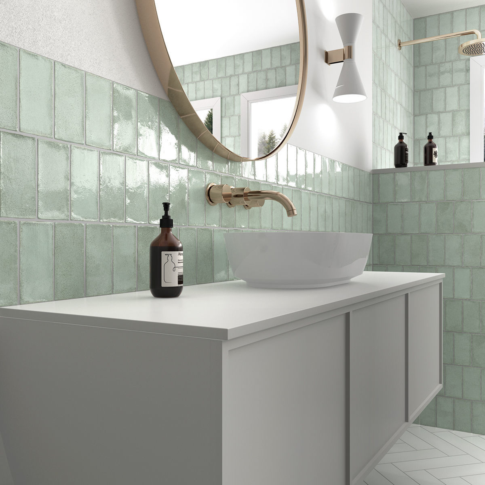 Shop Valentina Matcha Green Metro Tiles Online | StoneSuperstore