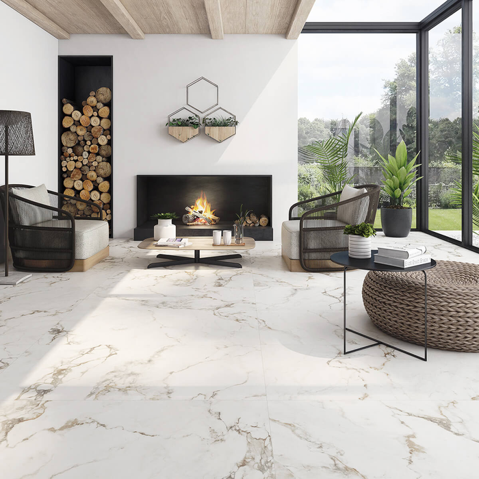 Venetian Calacatta Matte Marble Effect Porcelain Tiles | StoneSuperstore