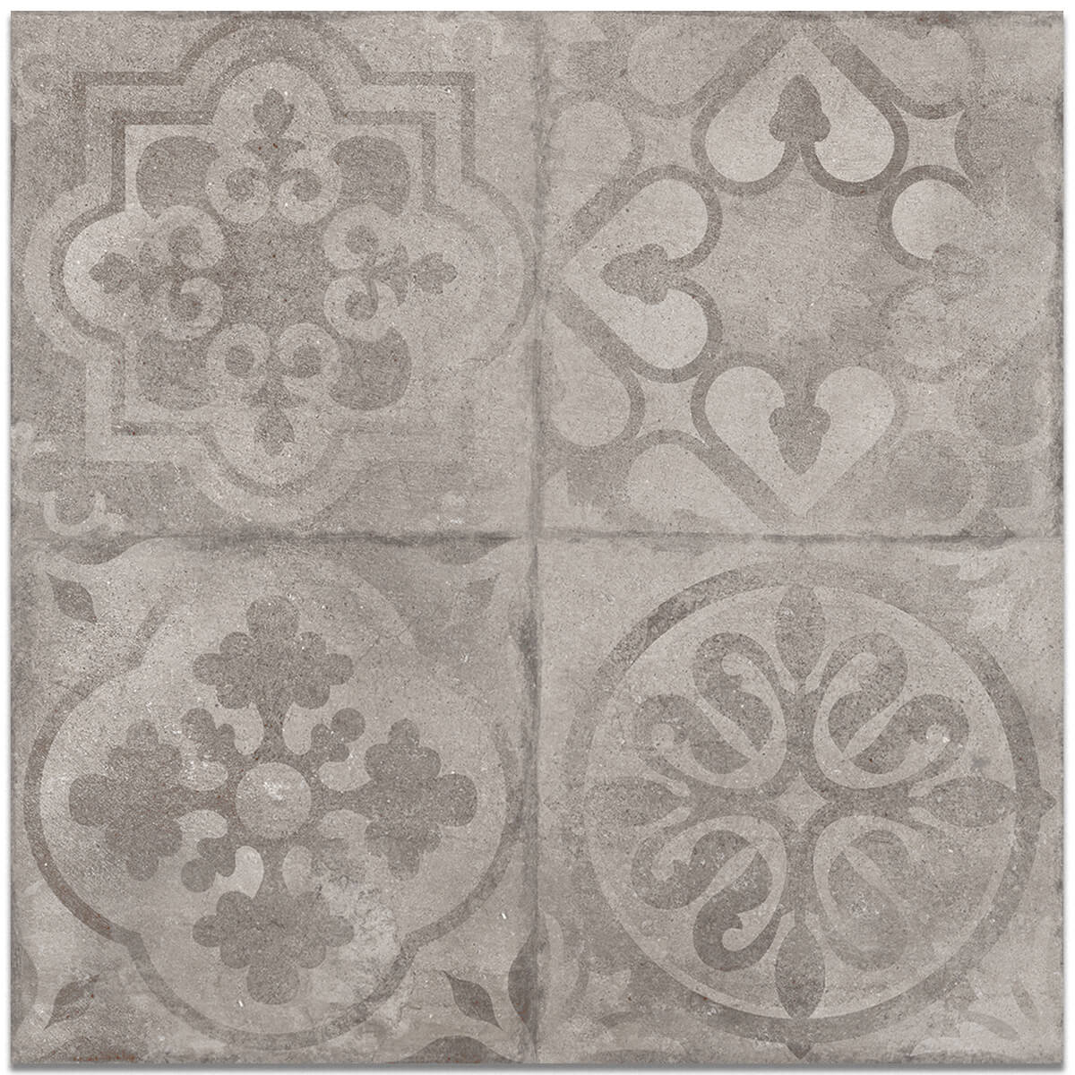 Portobello Grey Decor Porcelain Paving Slabs 60x60cm | StoneSuperstore