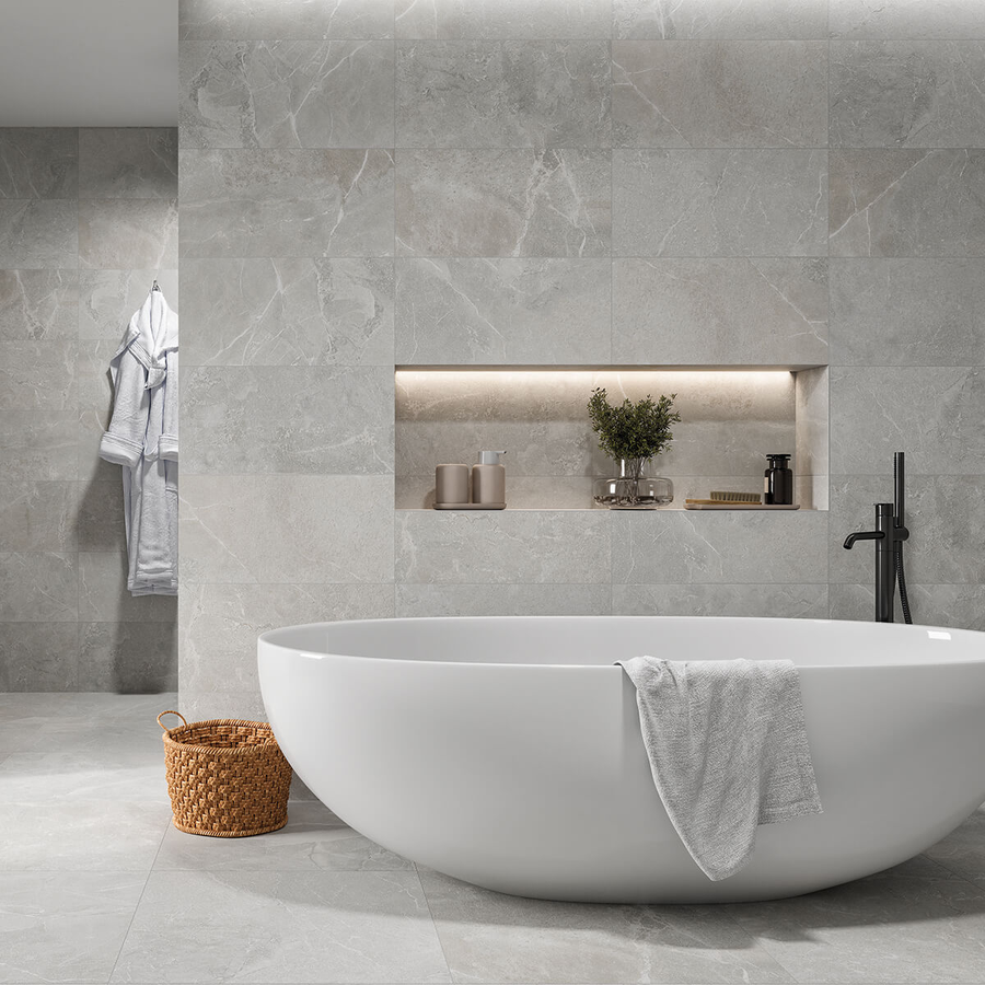 Horizon Pearl Stone Effect Porcelain Tiles - 60x60cm | StoneSuperstore