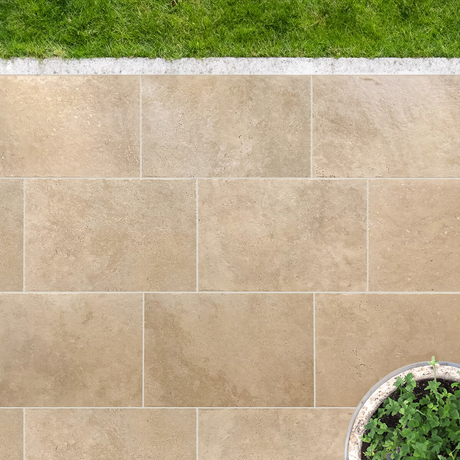 Richmond Beige Antiqued 90 x 60 cm Porcelain Paving Slabs | StoneSuperstore