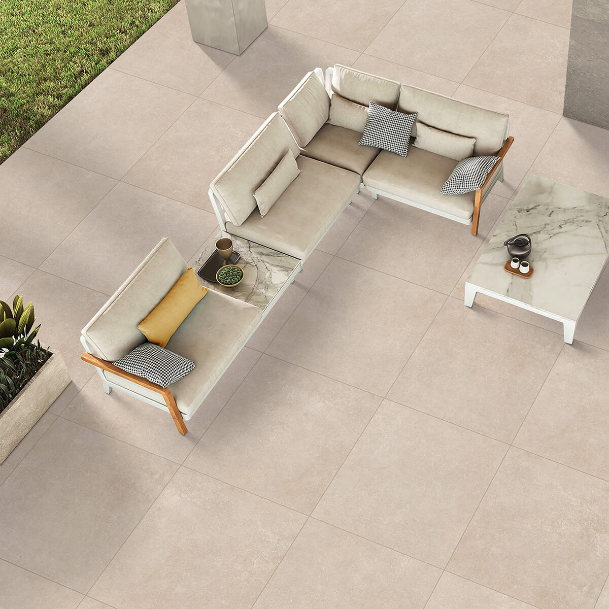 Noho Beige Outdoor Porcelain Paving Slabs | StoneSuperstore