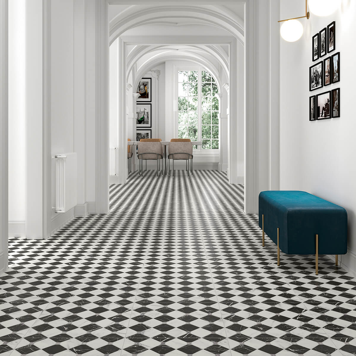 Shop Pantheon Carrara Checkerboard Pattern Tiles Online | StoneSuperstore