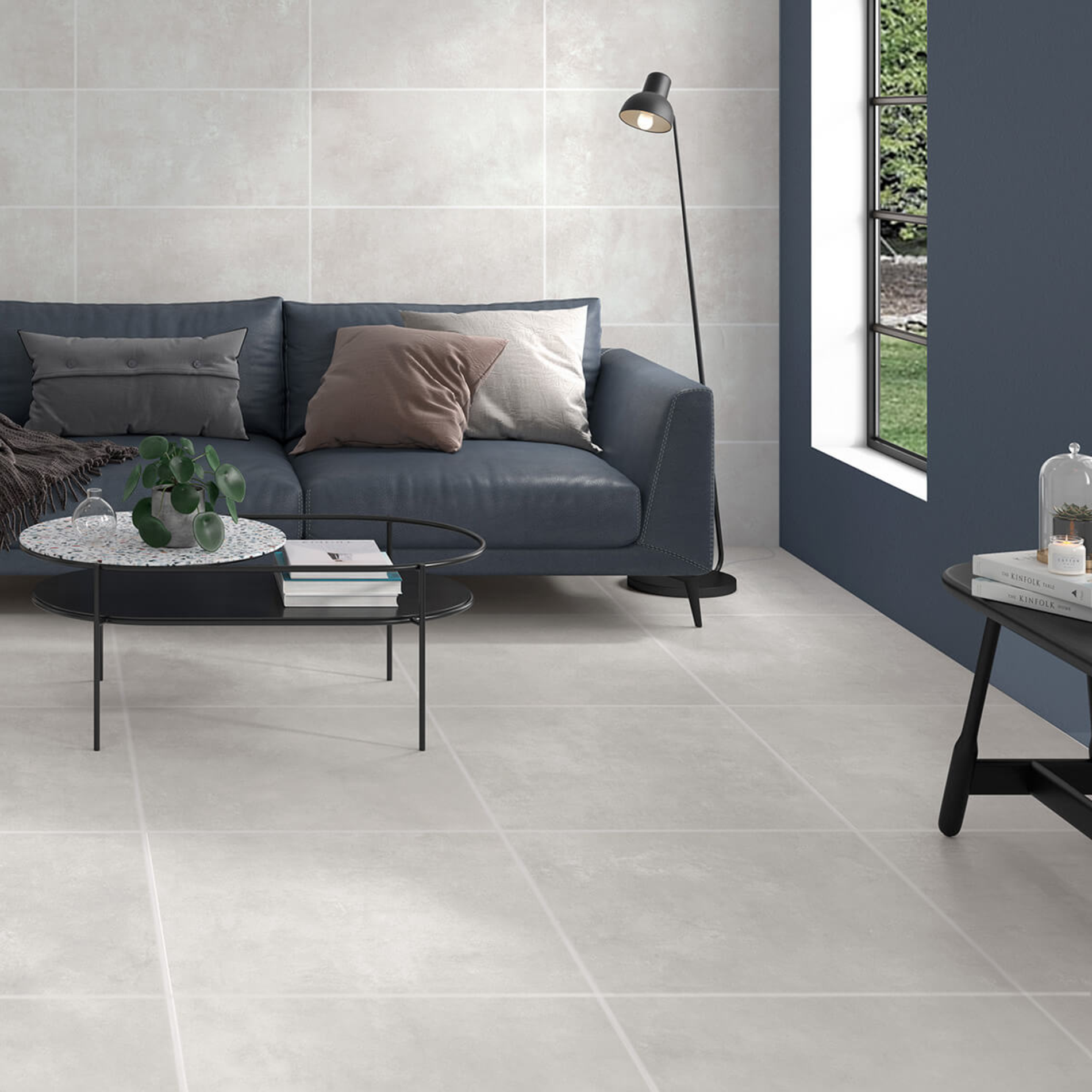 Chelsea Silver Concrete Effect Porcelain Tiles | StoneSuperstore