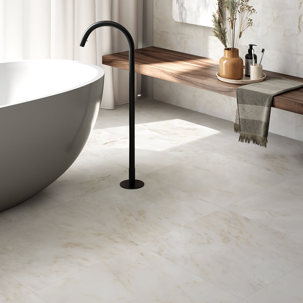 Calacatta Amber Matte Marble Effect Porcelain Tiles | StoneSuperstore