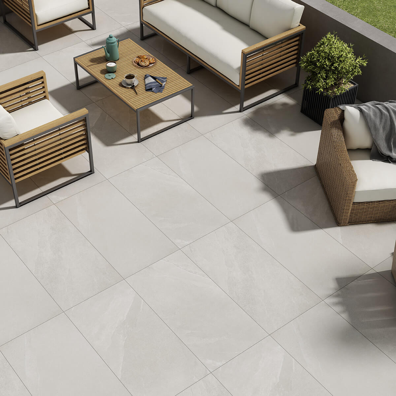 Axis Ash Grey Porcelain Paving Slabs 800x400mm | StoneSuperstore