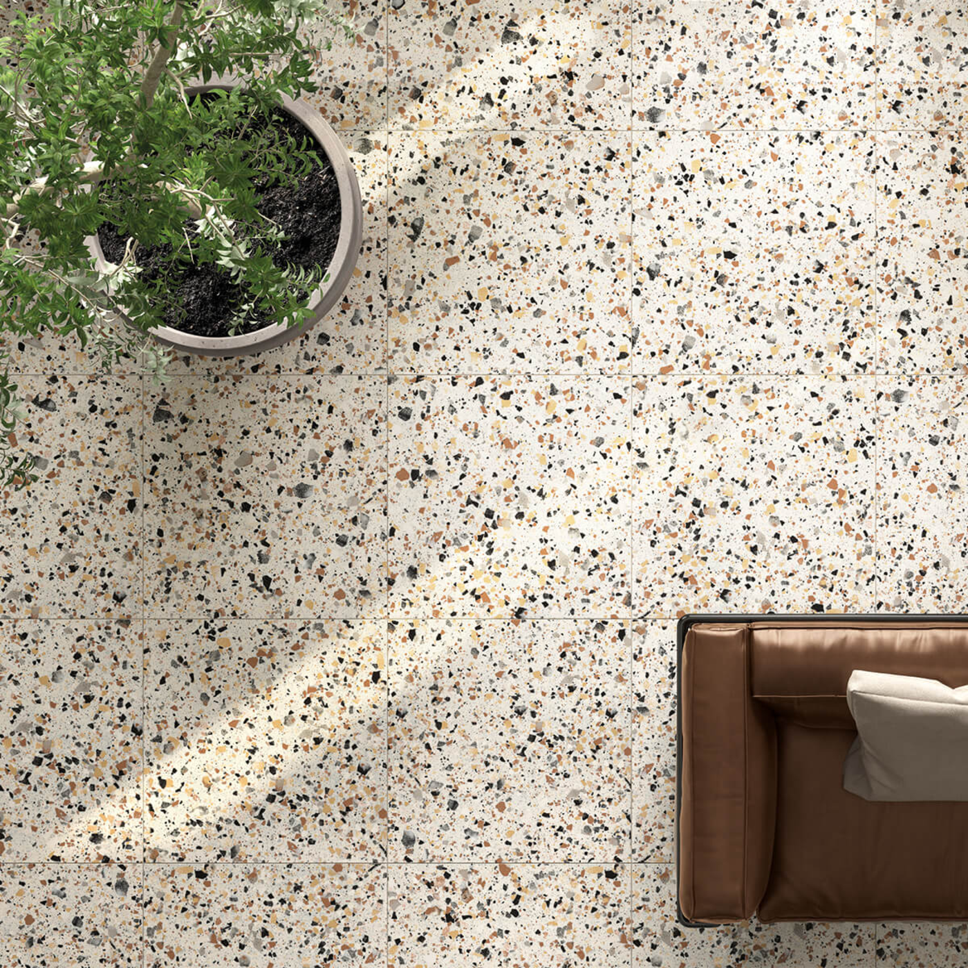 Cosmic Terrazzo Beige Stone Effect Porcelain Tiles | StoneSuperstore