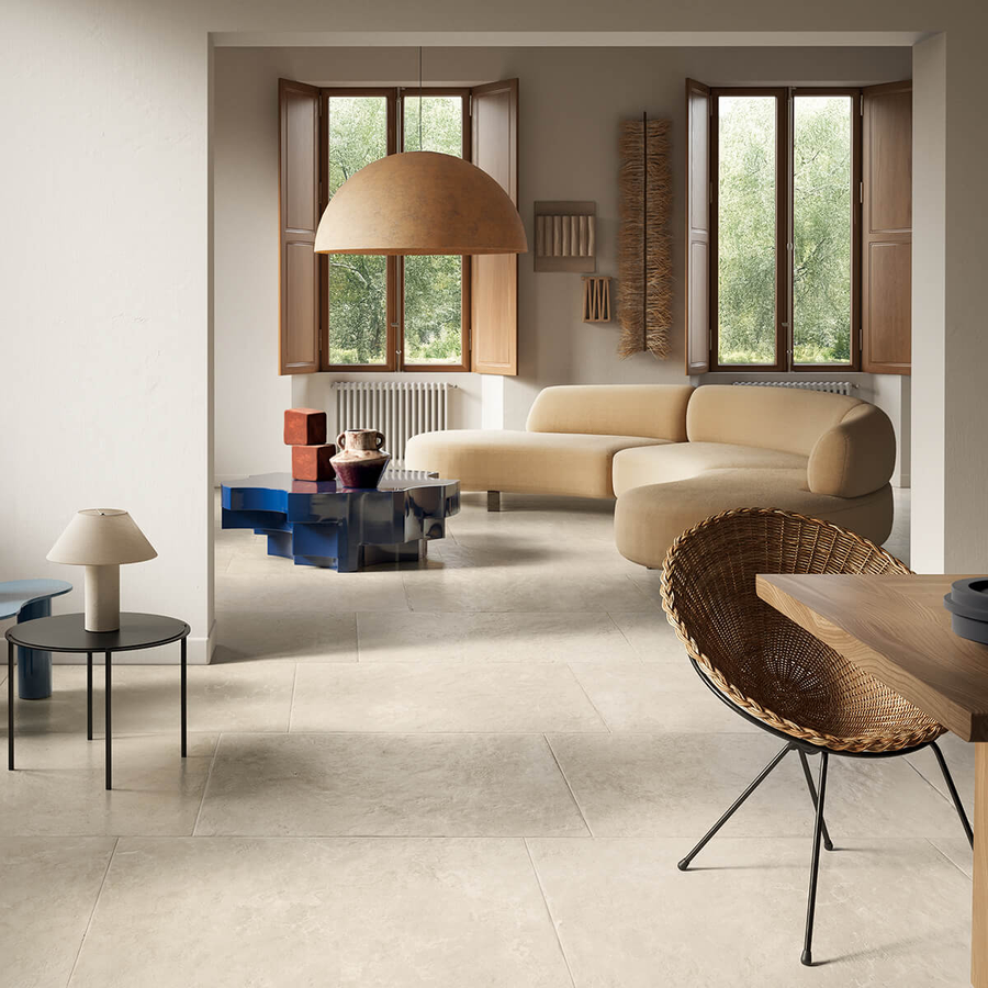 Montpellier White Antique Limestone Effect Porcelain Tiles ...