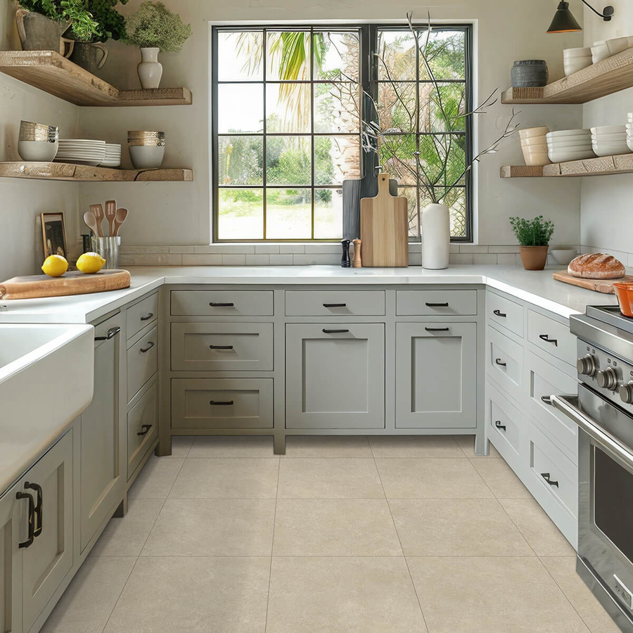 Delphi Beige Stone Effect Porcelain Tiles - 60x60cm | StoneSuperstore