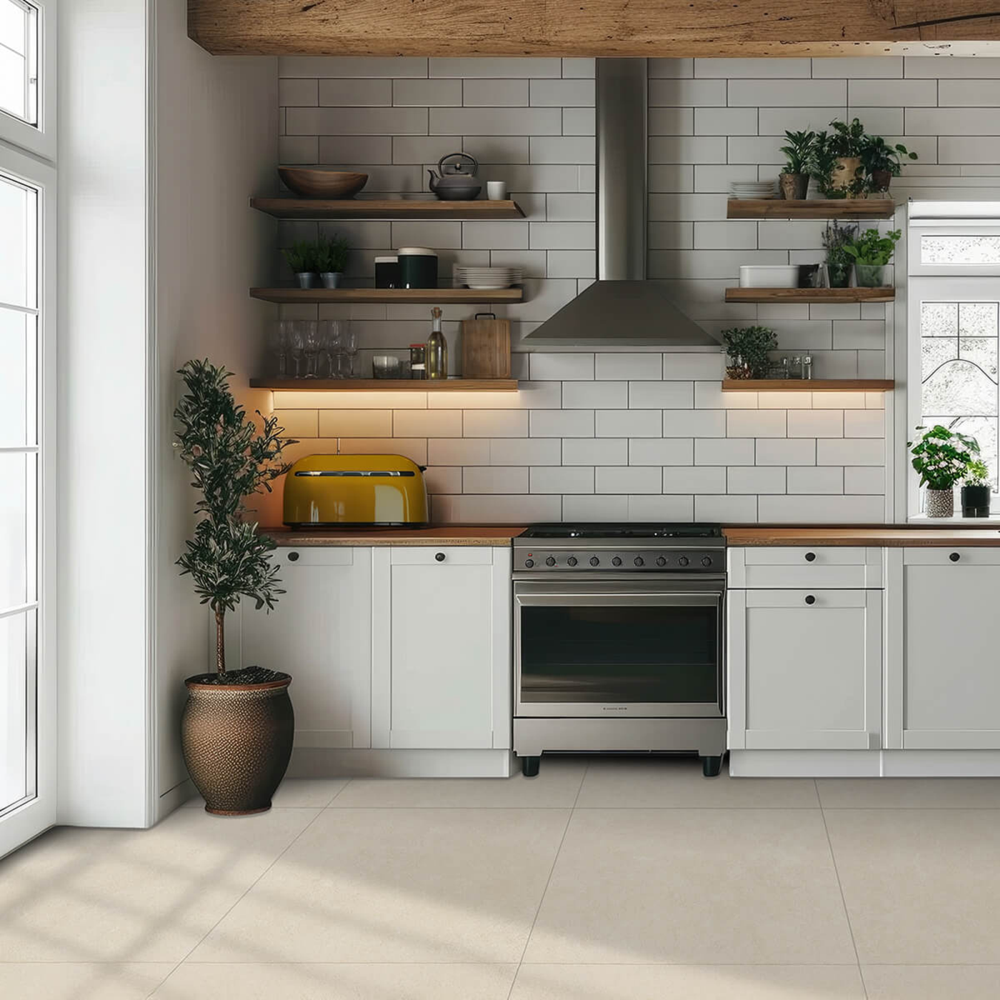 Mykonos Cotton Stone Effect Porcelain Tiles - 80x80cm | StoneSuperstore