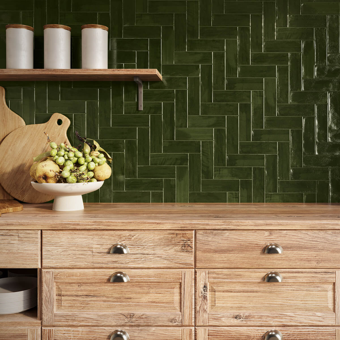 Bonita Dark Green Zellige-Effect Metro Tiles | StoneSuperstore