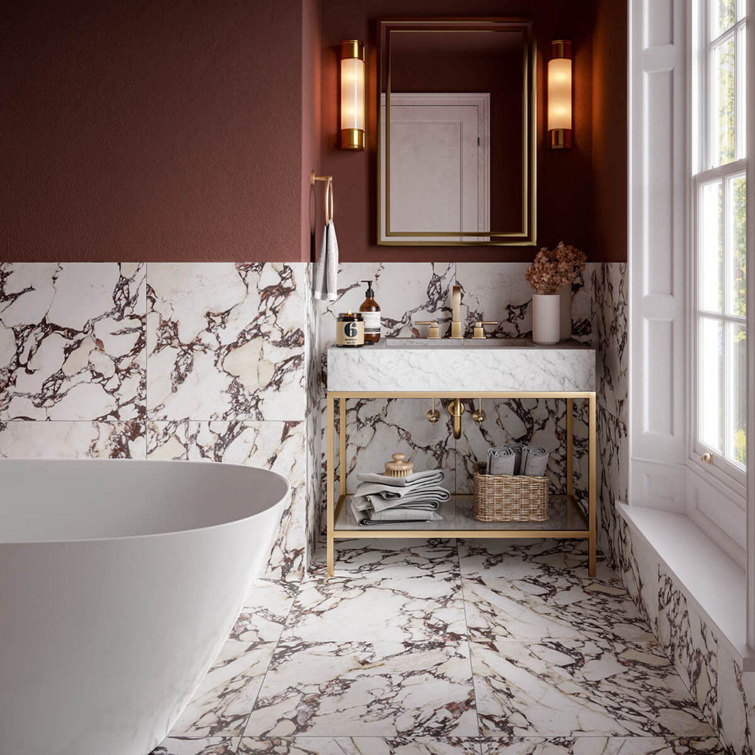 Calacatta Viola Nouveaux Matte Marble Effect PorcelainTiles ...