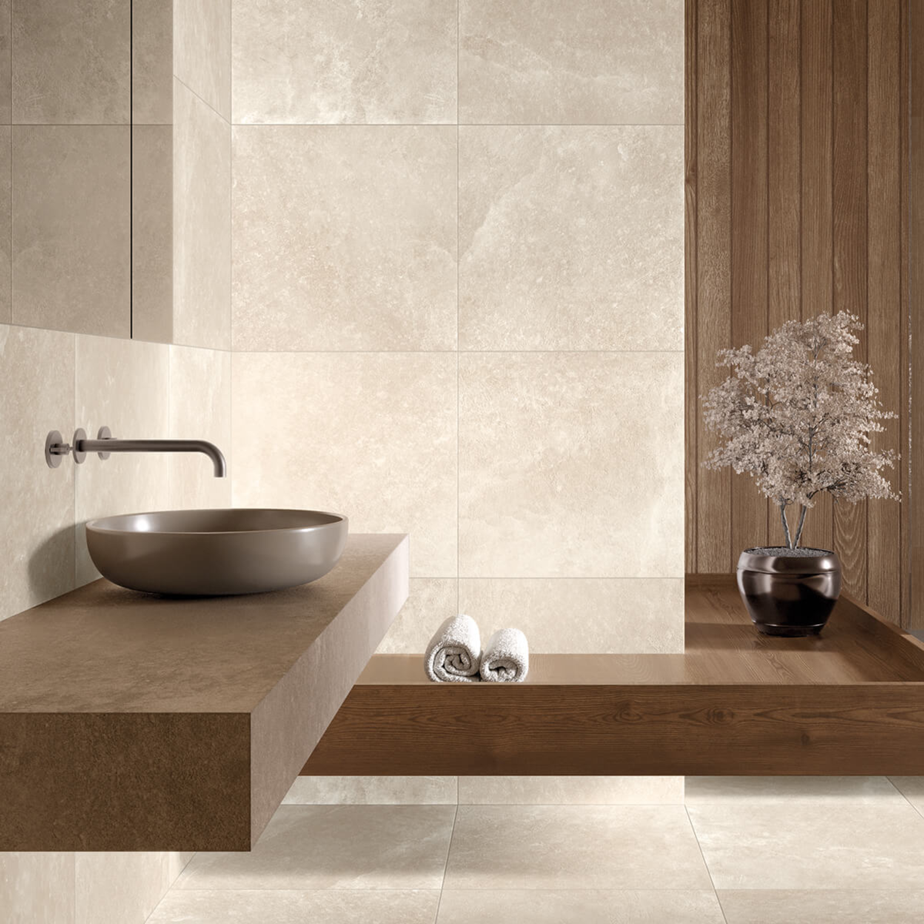 Delphi Beige Stone Effect Porcelain Tiles - 60x60cm | StoneSuperstore