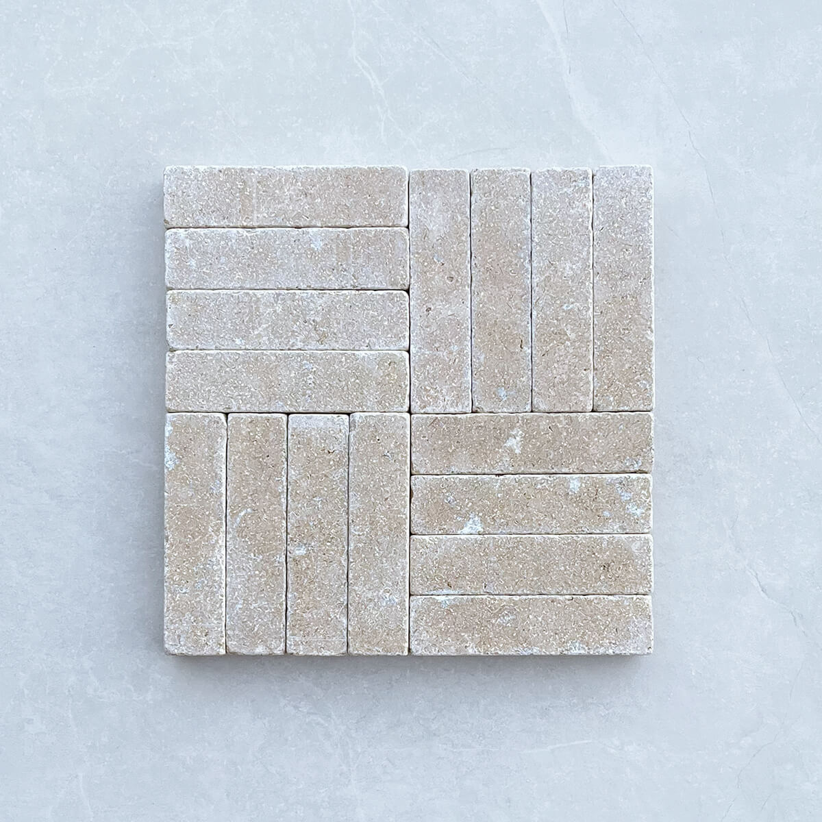 Dijon Tumbled Herringbone Limestone Cobbles - 20 x 5cm | StoneSuperstore