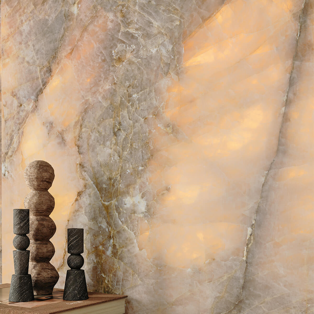 Luminous Topaz Polished Onyx Effect Porcelain Tiles | StoneSuperstore
