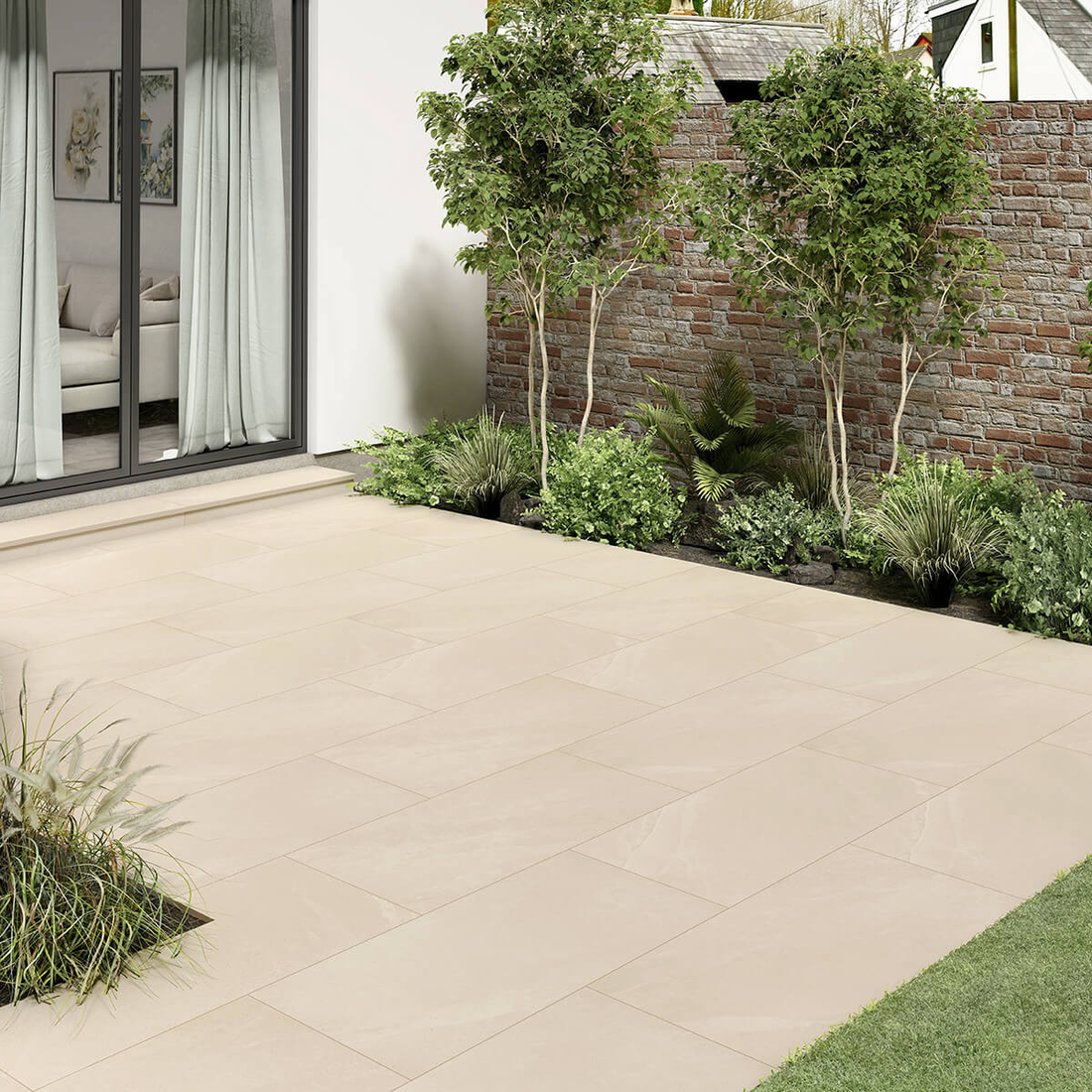 Axis Crema Porcelain Paving Slabs 800x400mm | StoneSuperstore