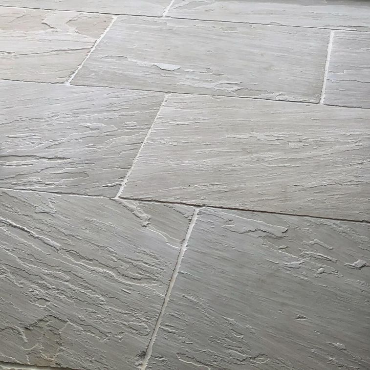 Umbrian Grey Brushed Sandstone Outdoor Paving Slabs | StoneSuperstore