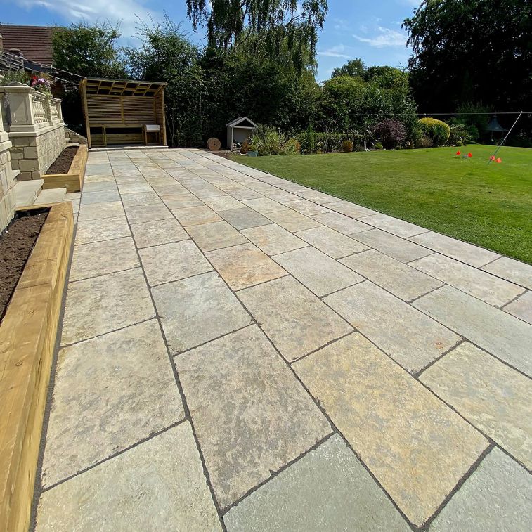 Somerset Tumbled & Brushed Sandstone Outdoor Paving Slabs | StoneSuperstore