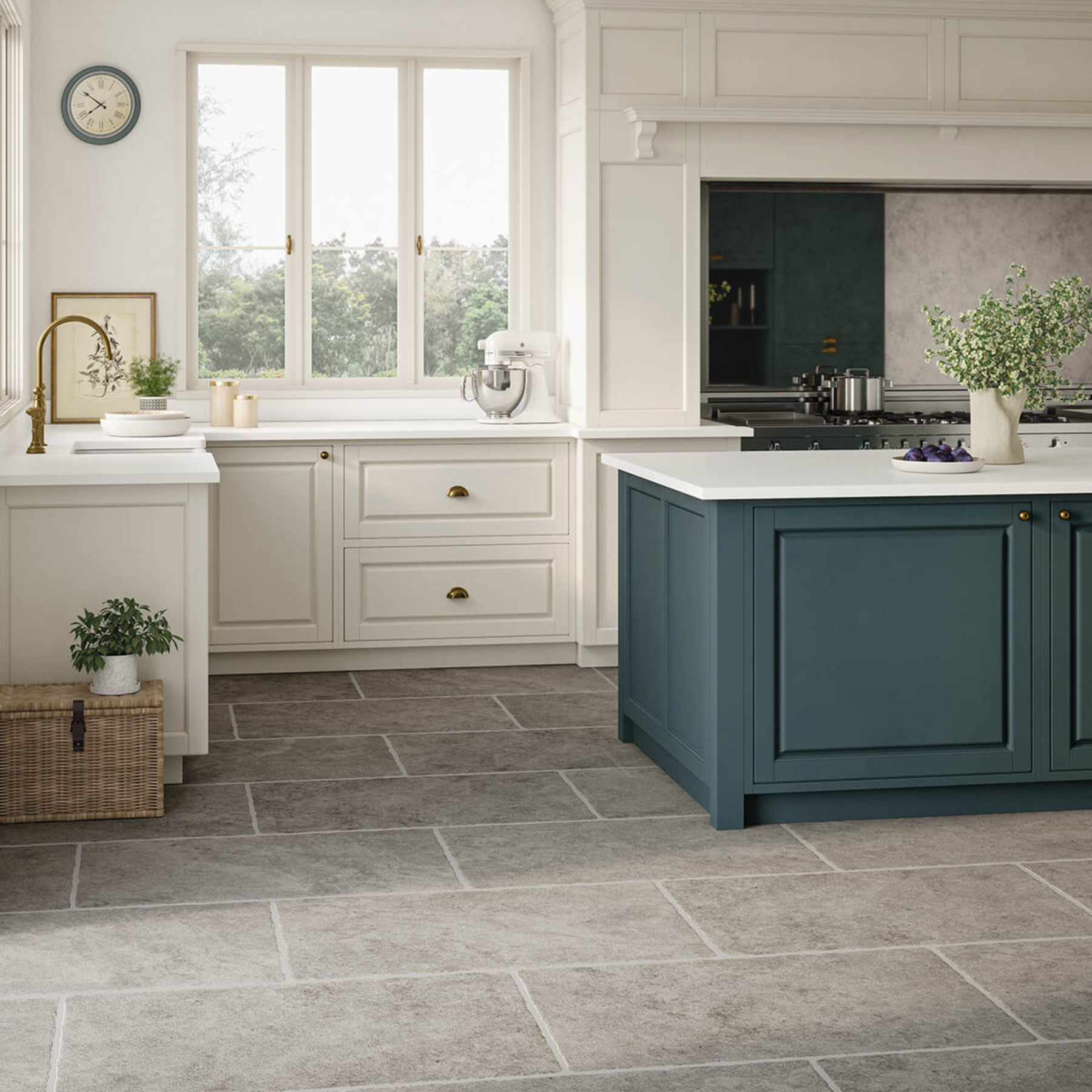 Kensington Natural Grey Limestone Effect Porcelain Tiles | StoneSuperstore