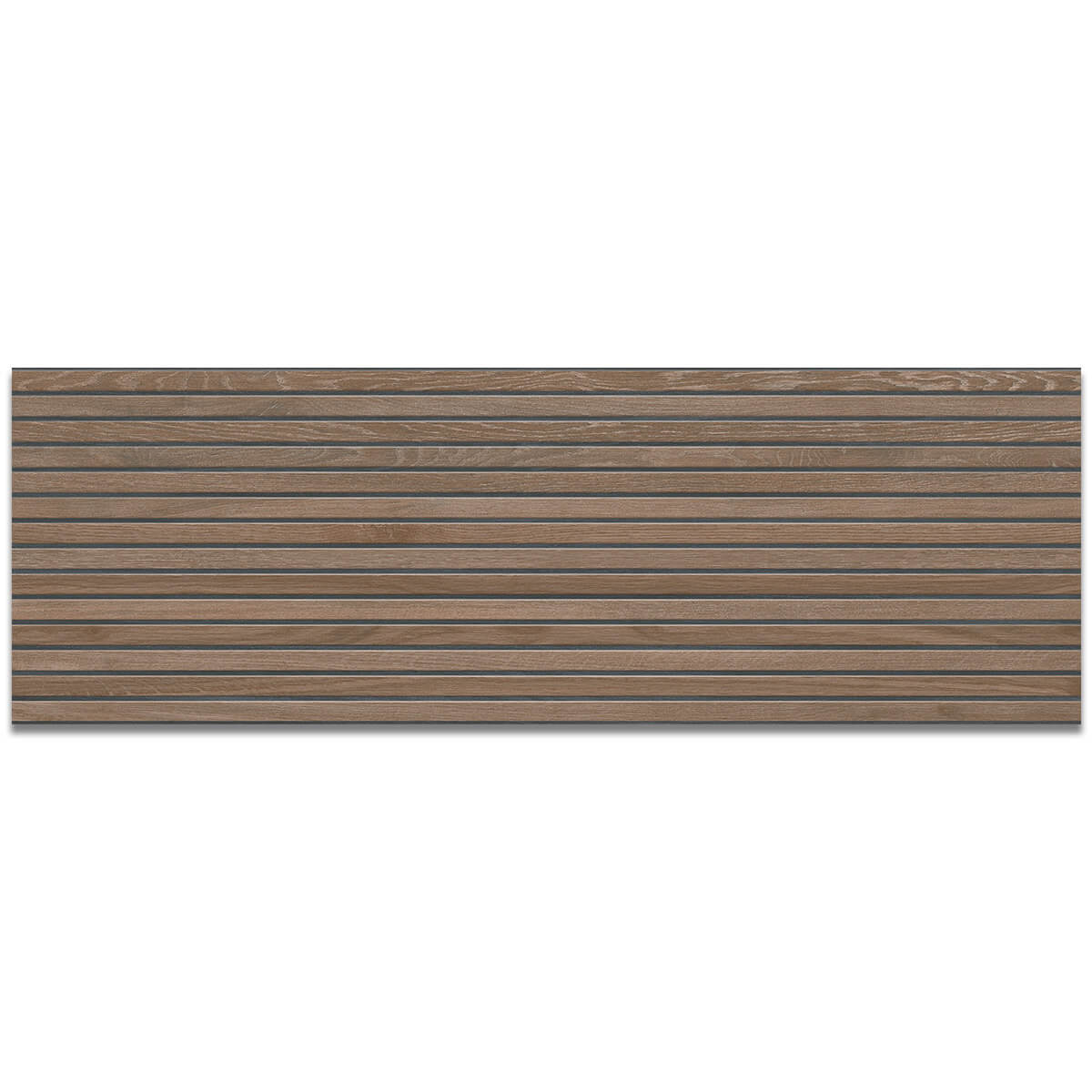 Nordic Cognac Walnut Slatted Wood Effect Porcelain Planks | StoneSuperstore