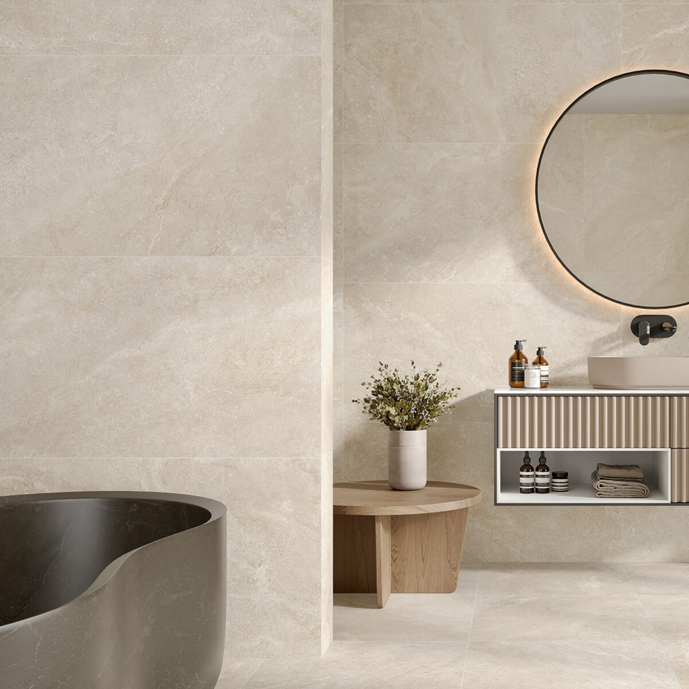 Nova Ivory Stone Effect Porcelain Tiles 60x120cm | StoneSuperstore
