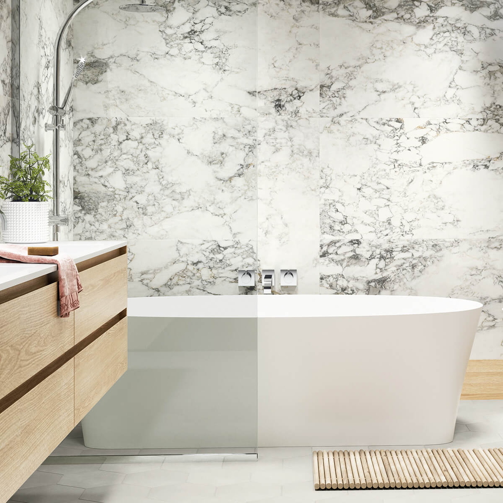 Merano White Matte Marble Effect Porcelain Tiles | StoneSuperstore