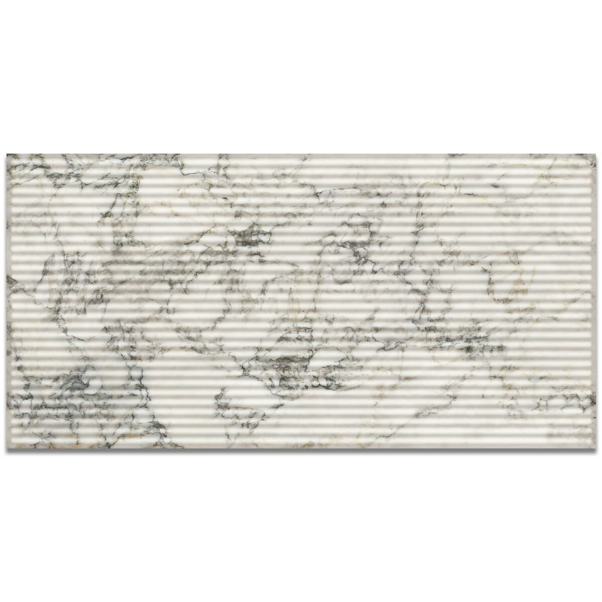 Calacatta Viola Nouveaux Fluted Matte Marble Effect Tiles | StoneSuperstore