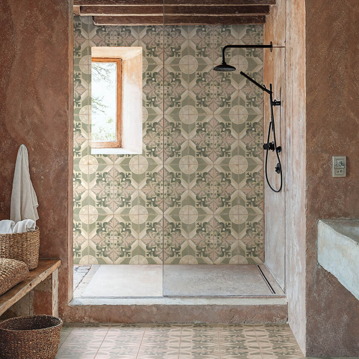 Shop Lotus Sage Green Pattern Tiles Online | StoneSuperstore