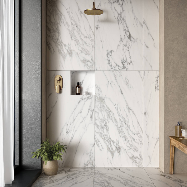 Riviera White Matte Marble Effect Porcelain Tiles | StoneSuperstore