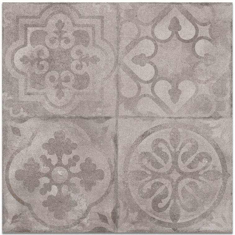 Portobello Grey Decor Porcelain Paving Slabs 60x60cm | Stone Store