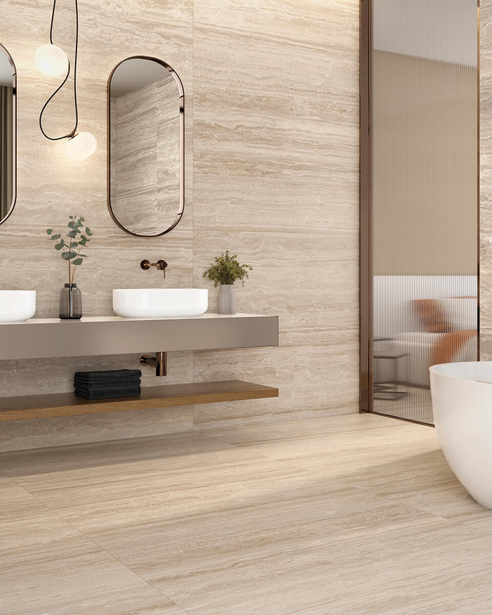 Athena Travertine Stone Effect Porcelain Tiles 60x120cm | Stone Store