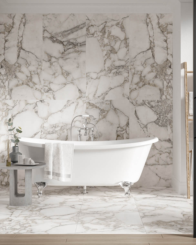 Arabescato Vintage Matte Marble Effect Porcelain Tiles | Stone Store