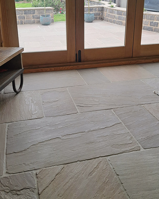 Tudor Brushed Sandstone Outdoor Paving Slabs | Stone Store