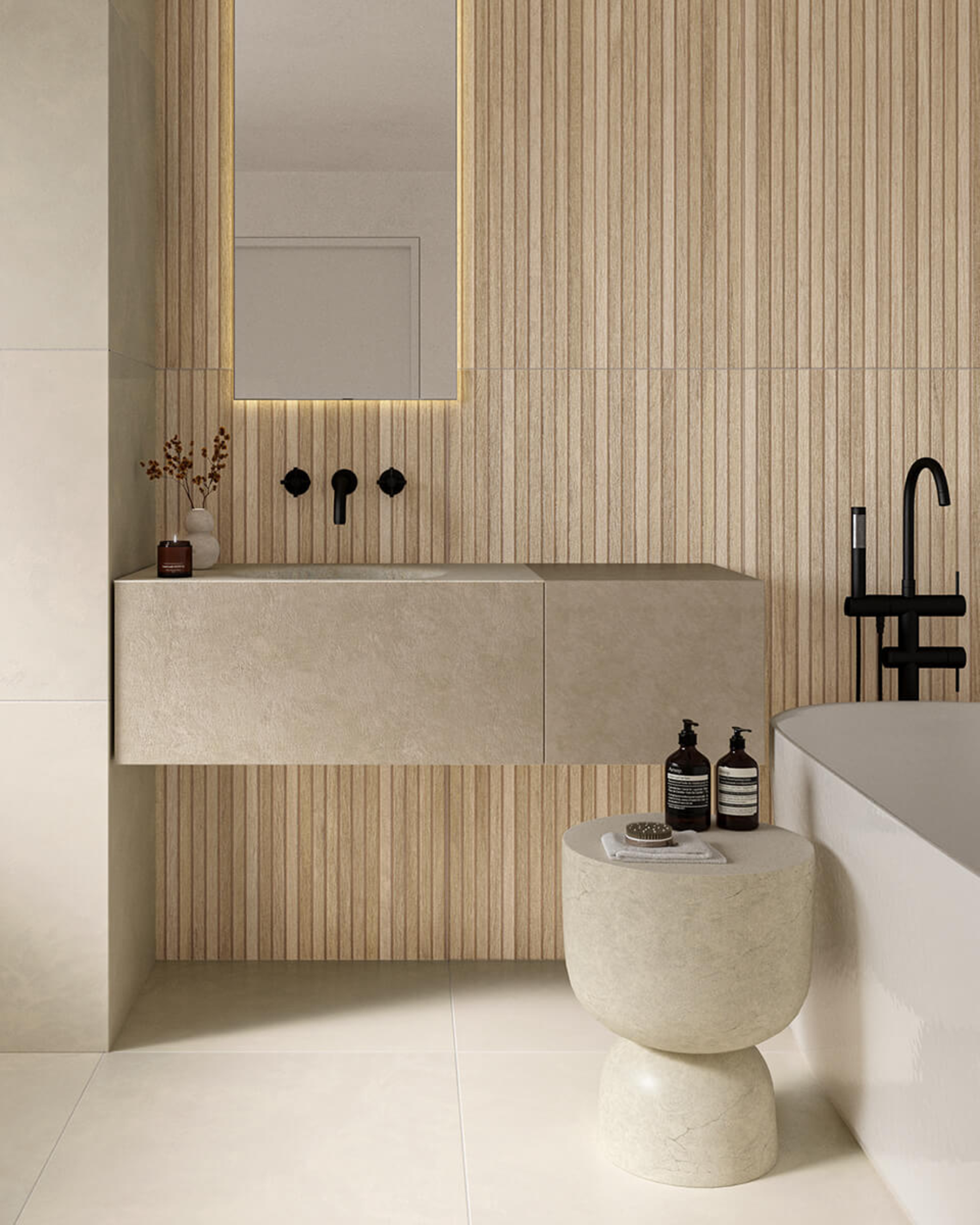 Scandi Light Oak Slatted Wood Effect Porcelain Tiles | Stone Store